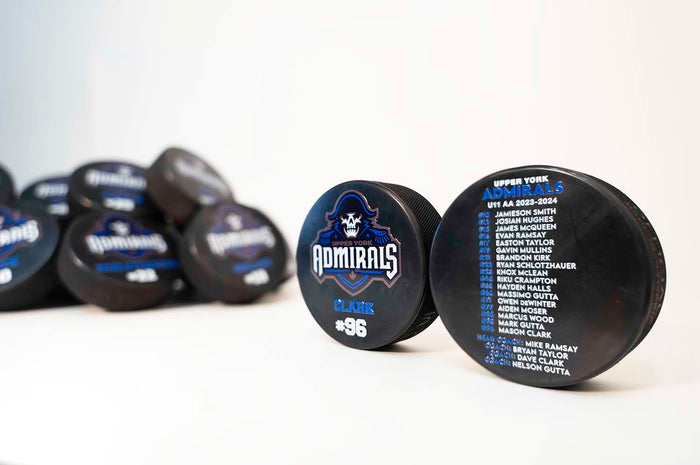 Personalized and Custom Printed Ice Hockey Pucks with logo, photo